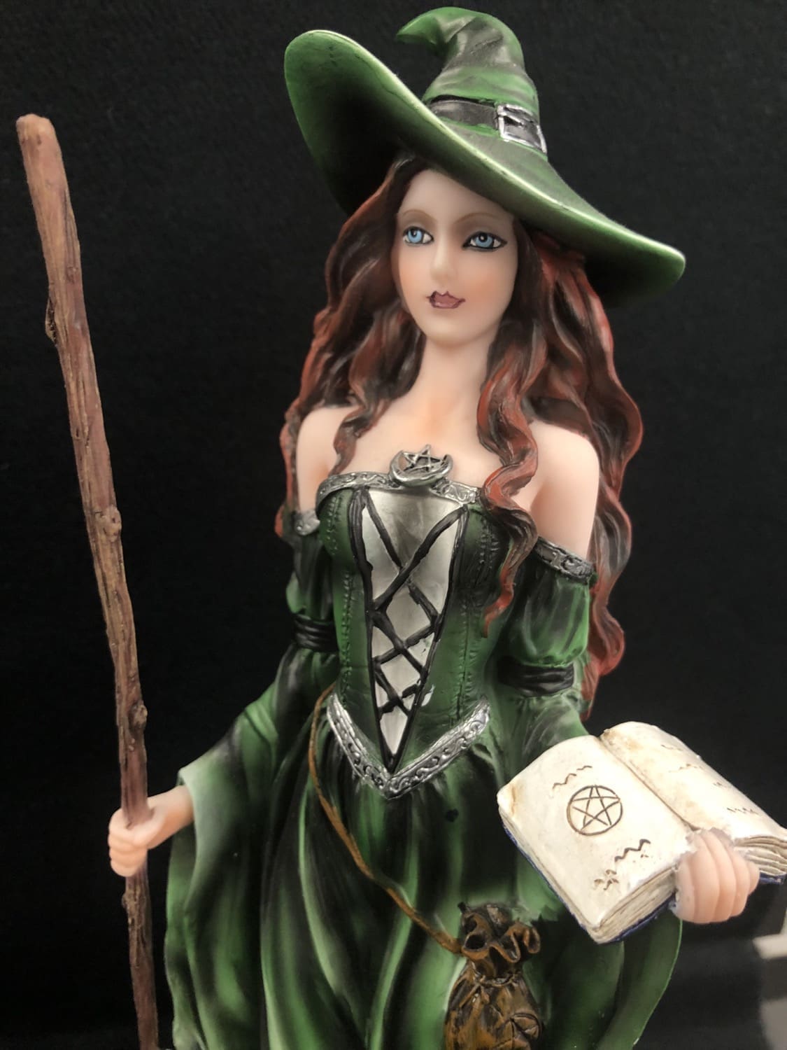 Tall Green Witch Statue
